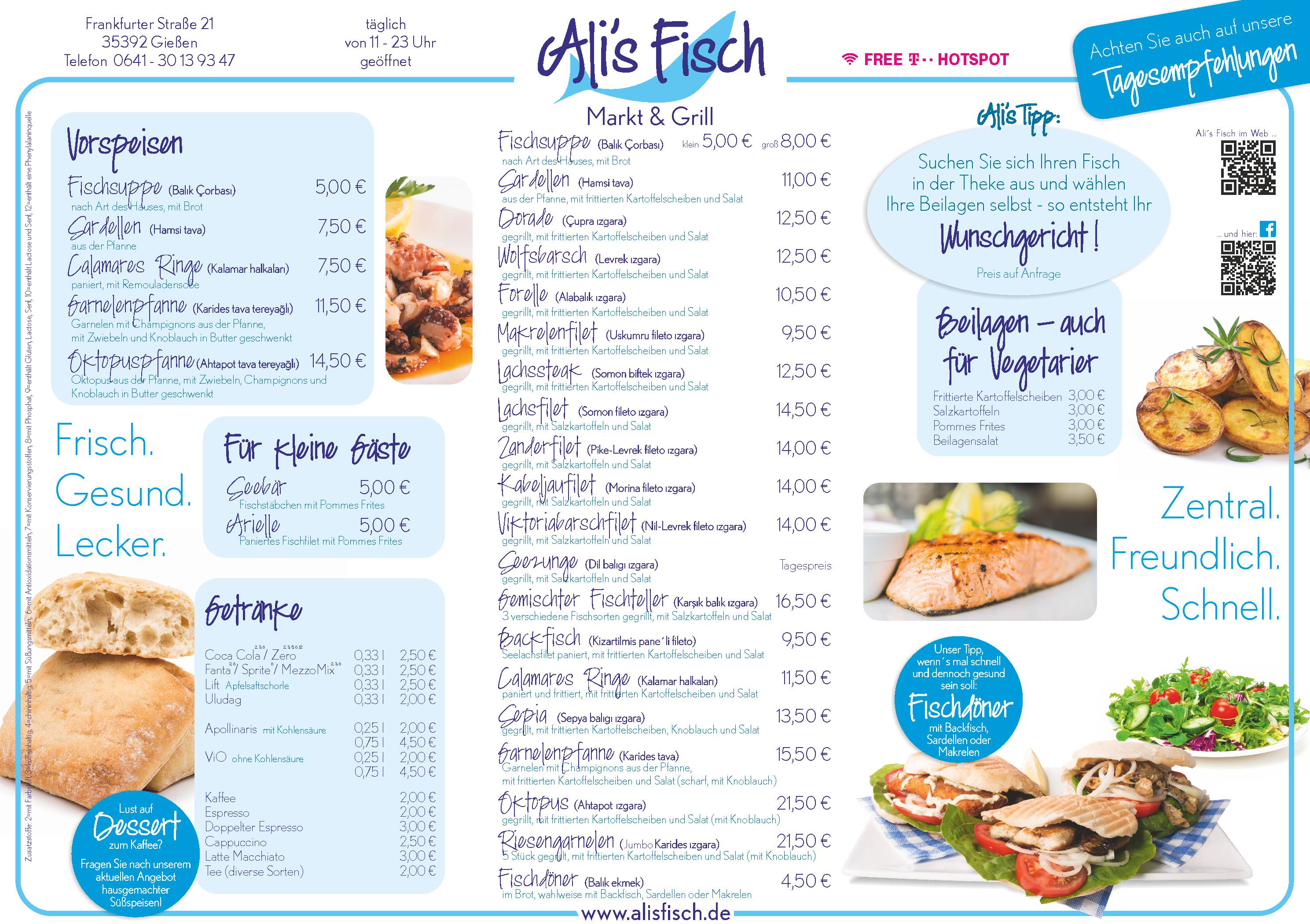 Ali´s Fisch - Speisekarte